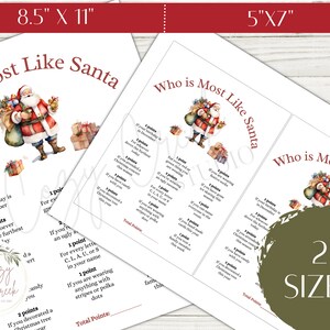 Printable Christmas Game Who is Most Like Santa Game Holiday Party Fun ...