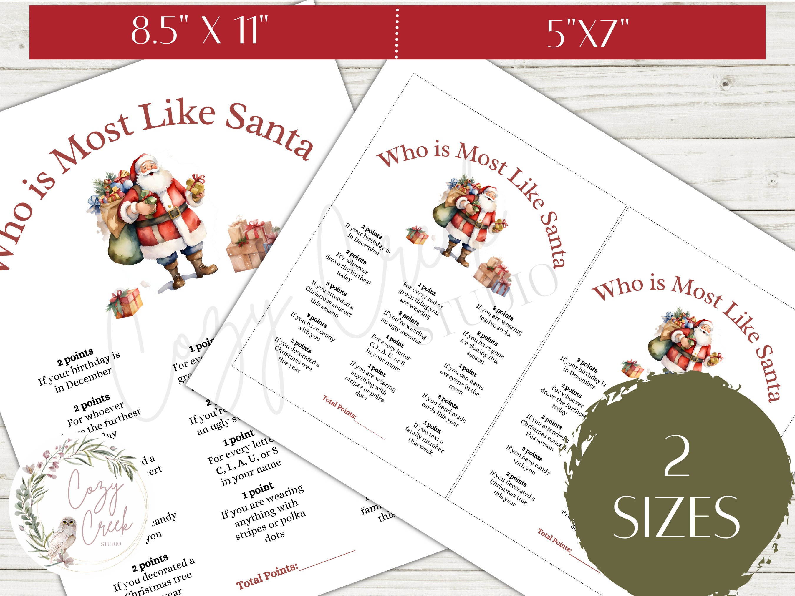 Printable Christmas Game Who is Most Like Santa Game Holiday Party Fun ...