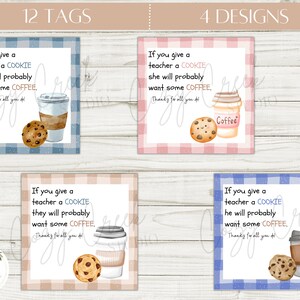 Printable Teacher Appreciation Gift Tag | Cookie Coffee Thank You Tag ...