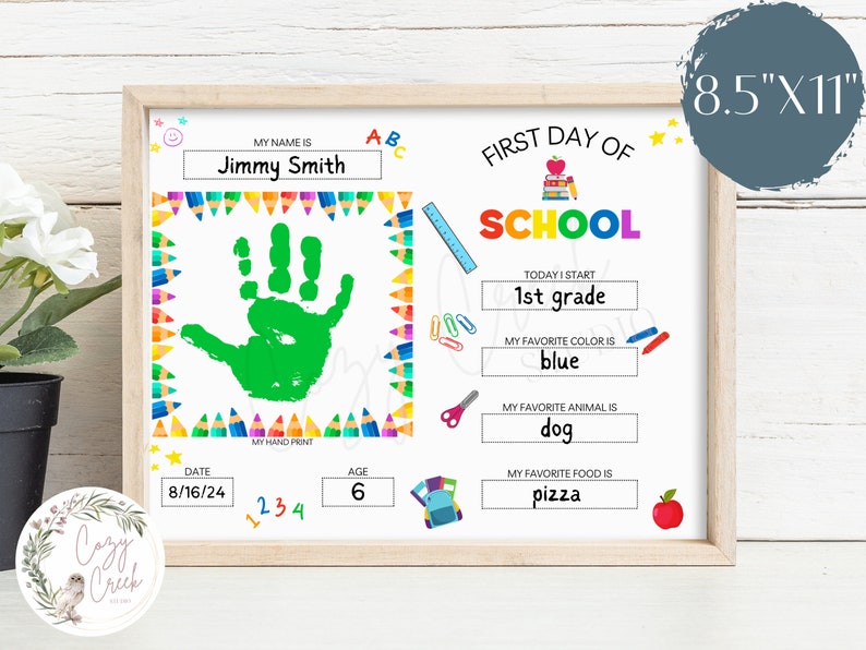 First Day of School Handprint Activity | Back to School Craft | School ...