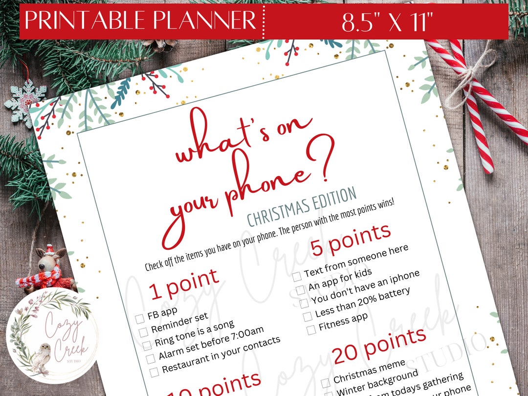 Printable Christmas Game | What's on Your Phone Party Game | Holiday ...