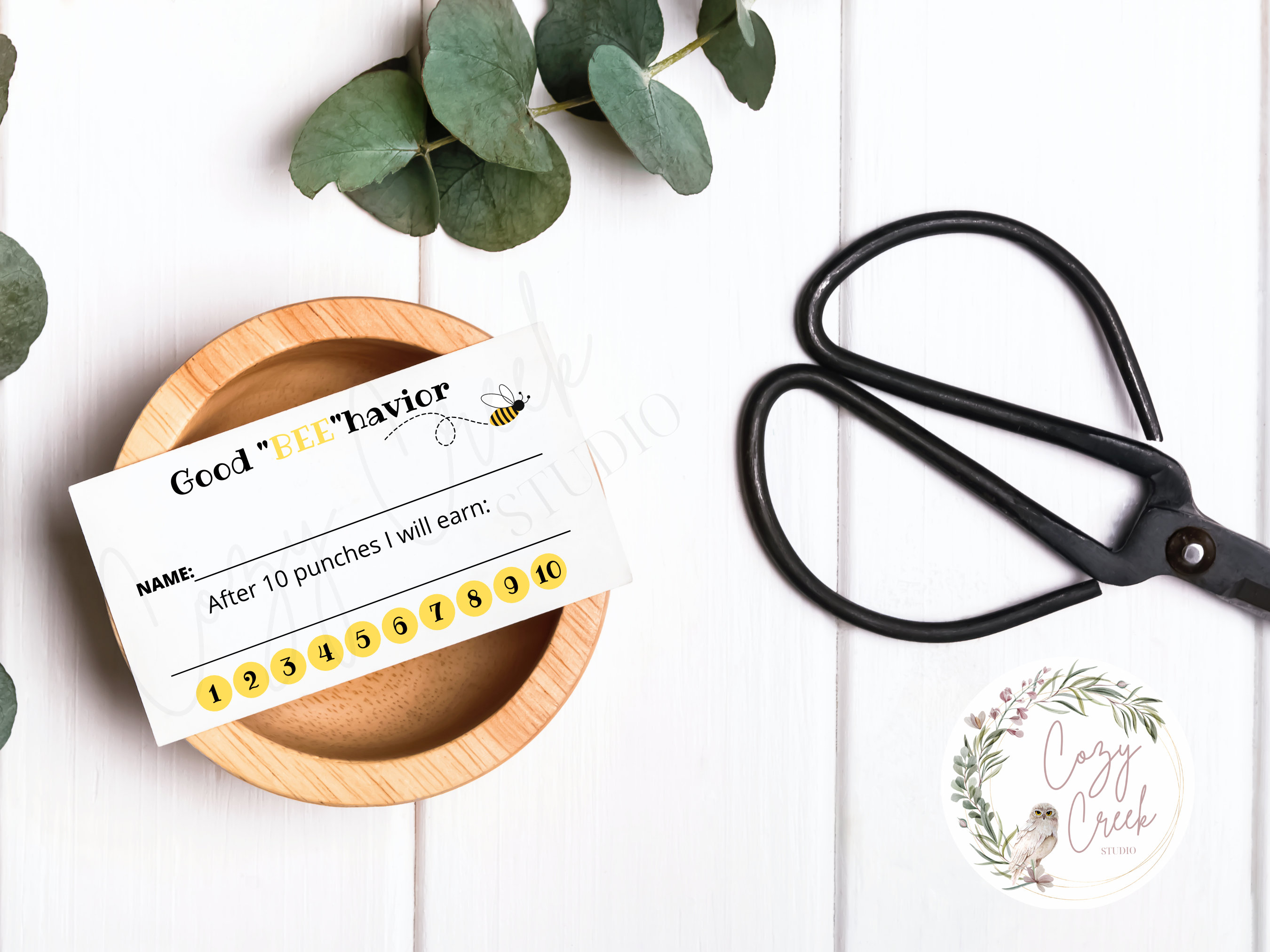 Printable Good Bee-havior Punch Card | Classroom Behavior Reward Card ...