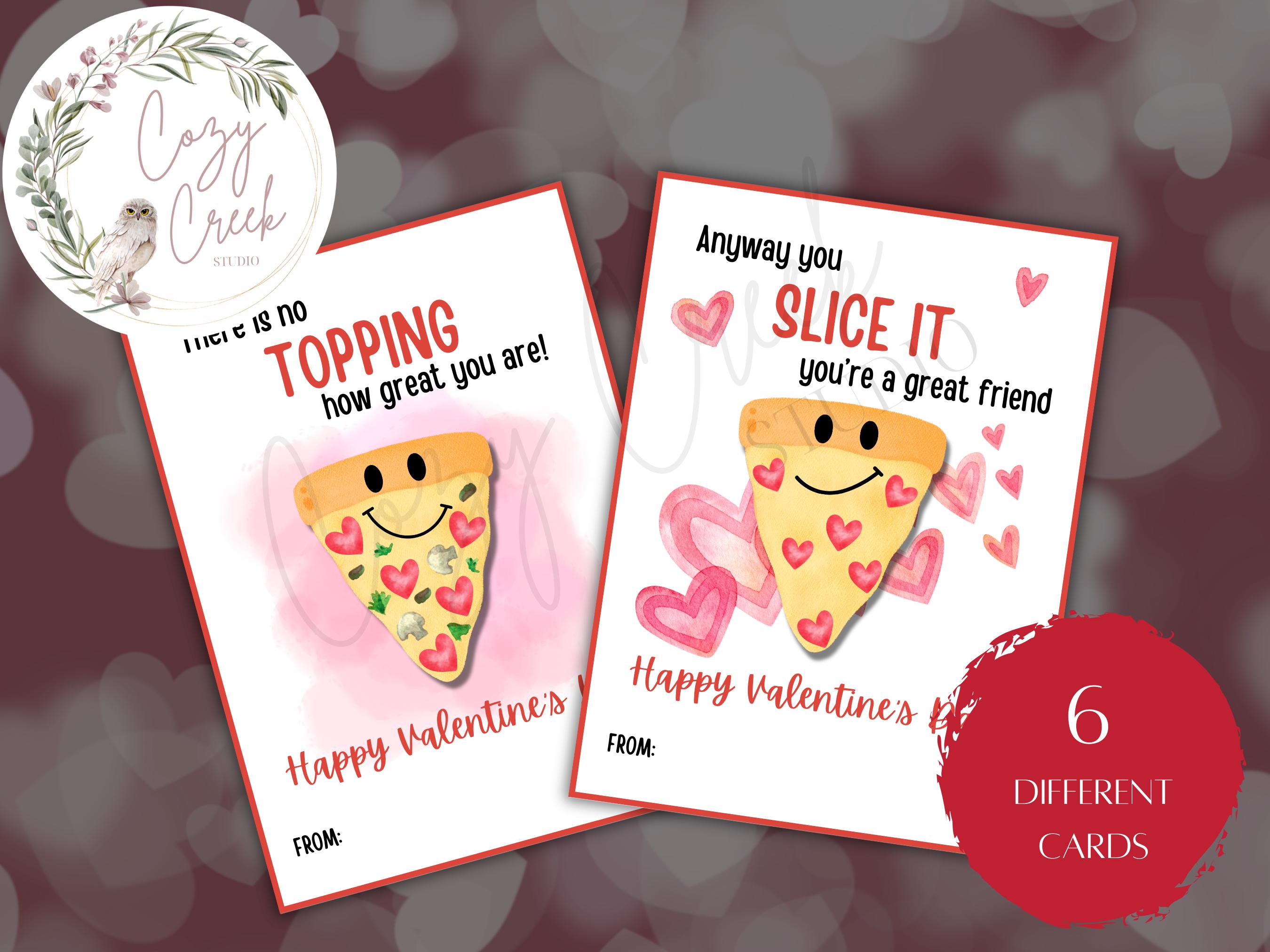 Printable Kids Classroom Valentine | Pizza Valentines | Valentine Cards ...