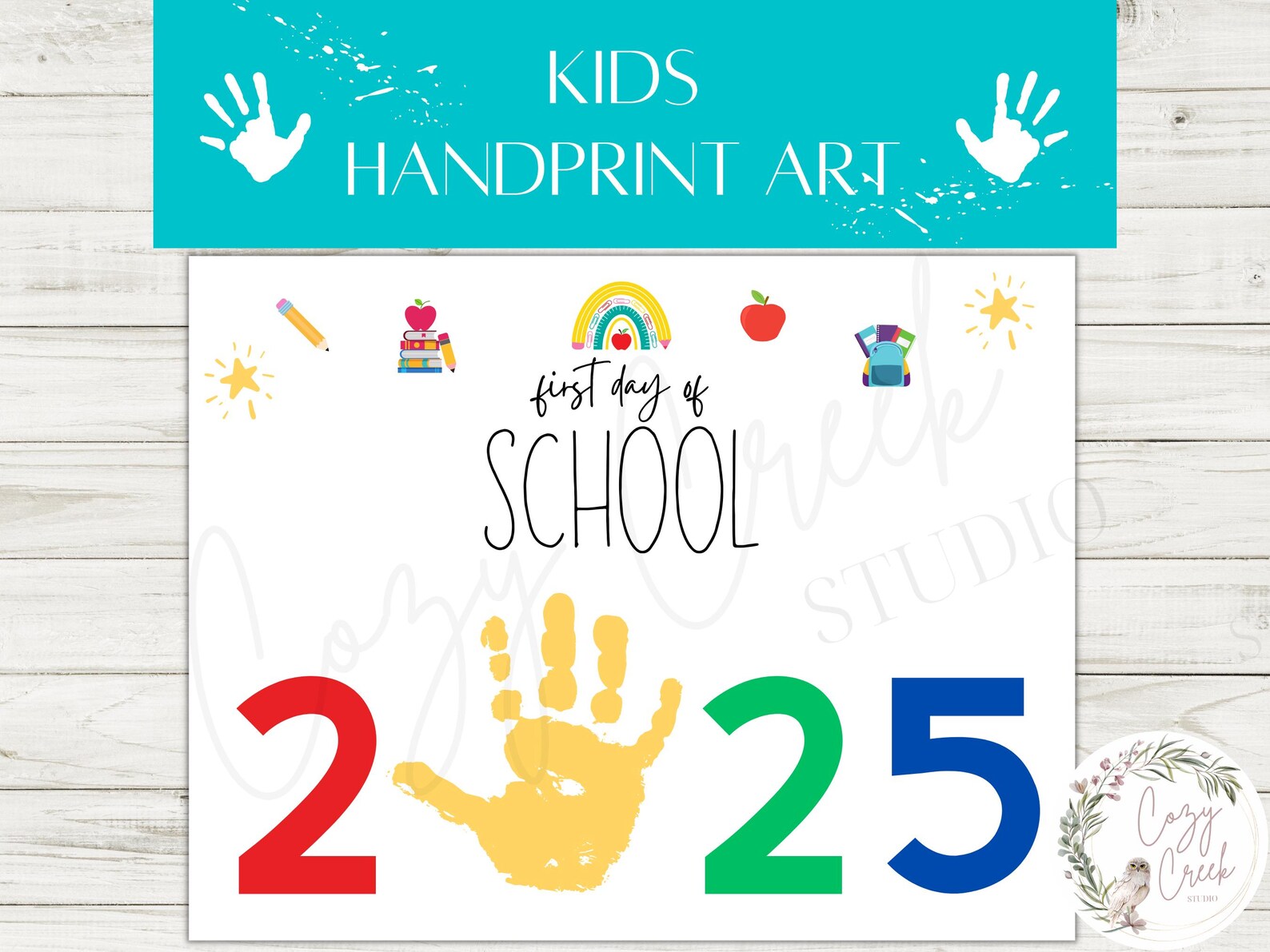 Printable Kids Handprint First Day of School Art | 2025 Elementary Kid ...