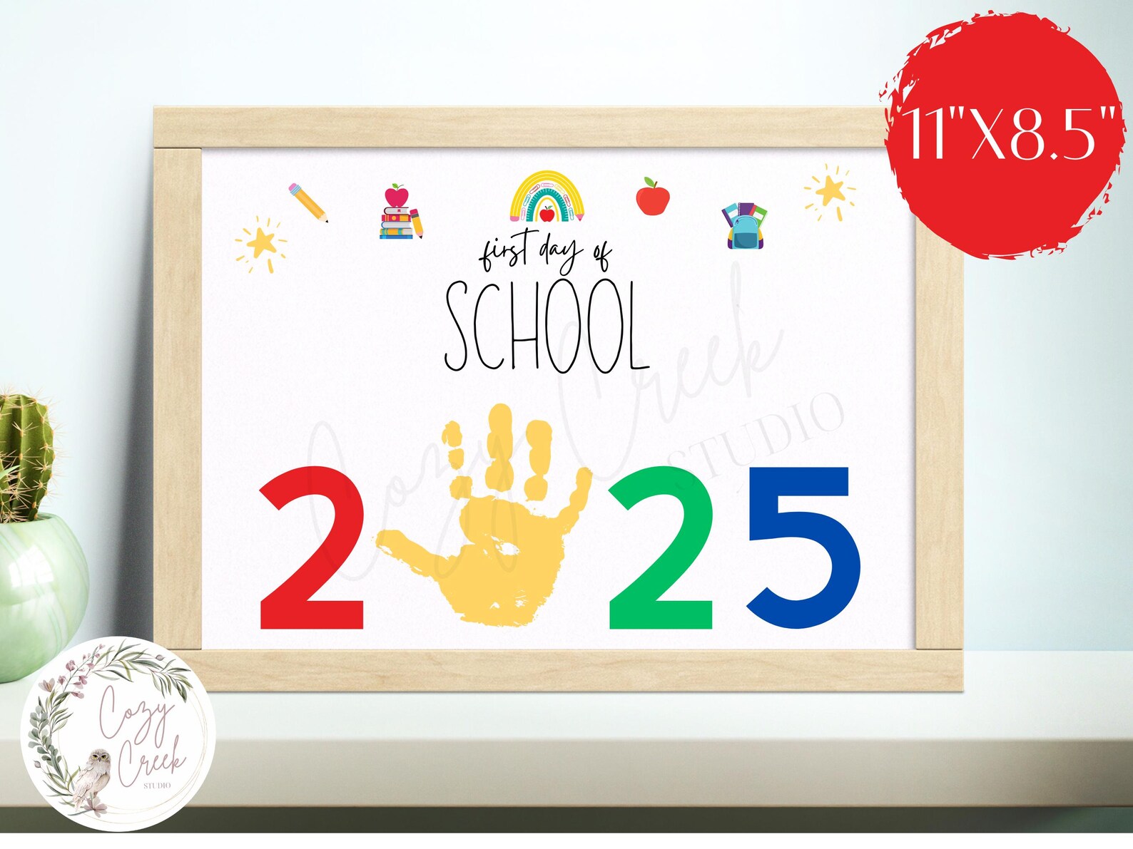 Printable Kids Handprint First Day of School Art | 2025 Elementary Kid ...