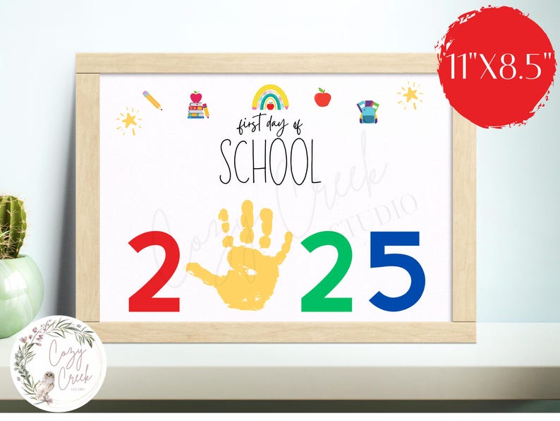 Printable Kids Handprint First Day of School Art | 2025 Elementary Kid ...
