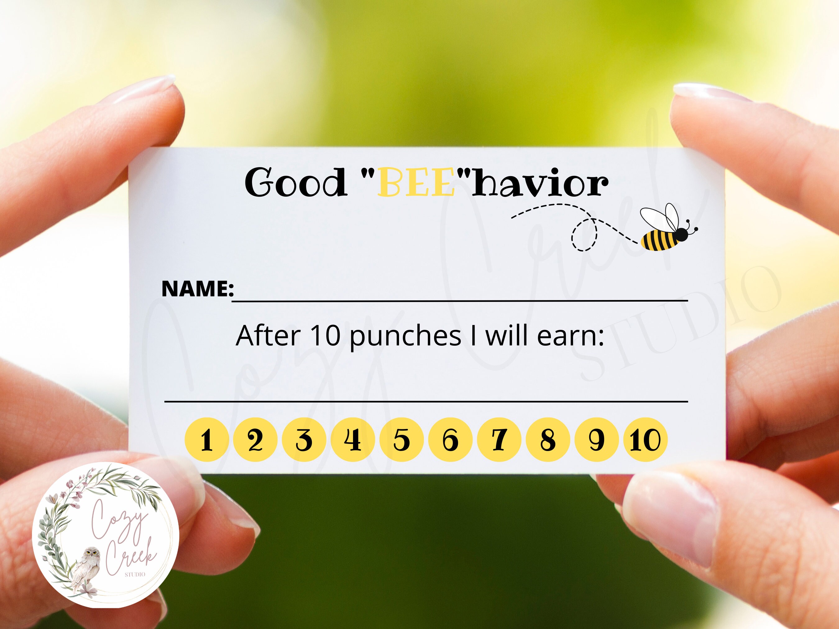 Printable Good Bee-havior Punch Card | Classroom Behavior Reward Card ...