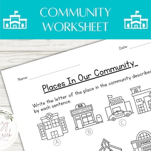 Printable Kids Community Places Worksheet | Elementary Social Studies ...