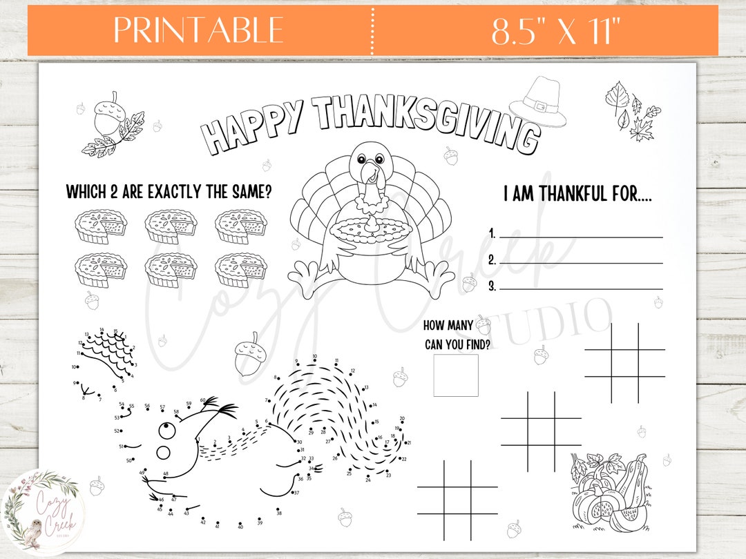 Printable Kids Thanksgiving Placemat | Restaurant Activity | Fun ...