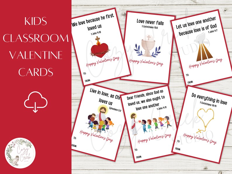 Printable, Scripture Kids Valentine's Day Cards | Religious Classroom ...