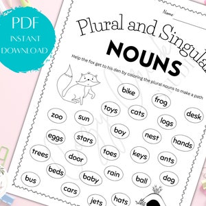 Printable Plural and Singular Nouns Worksheet Coloring Worksheet ...