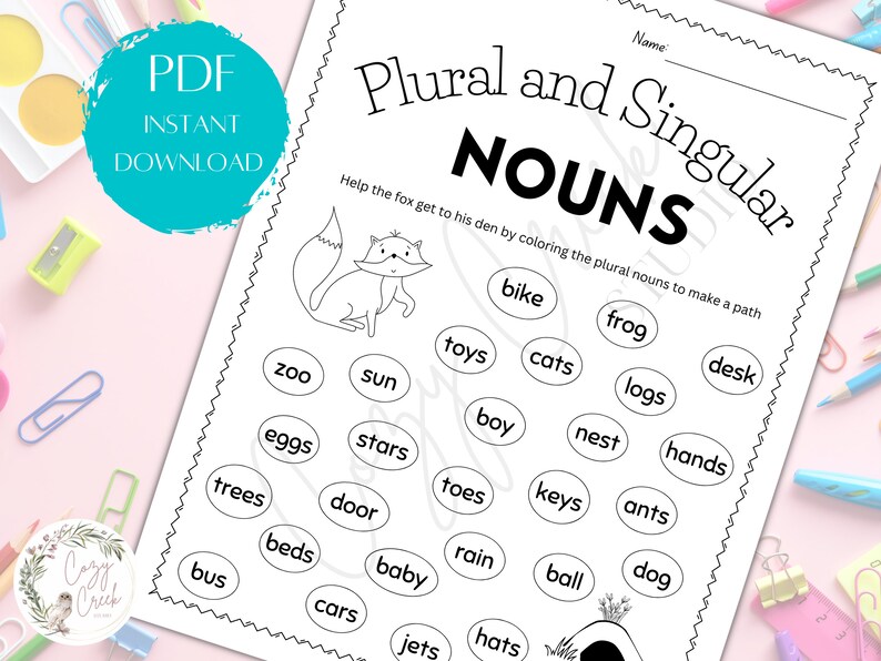 Printable Plural and Singular Nouns Worksheet Coloring Worksheet ...