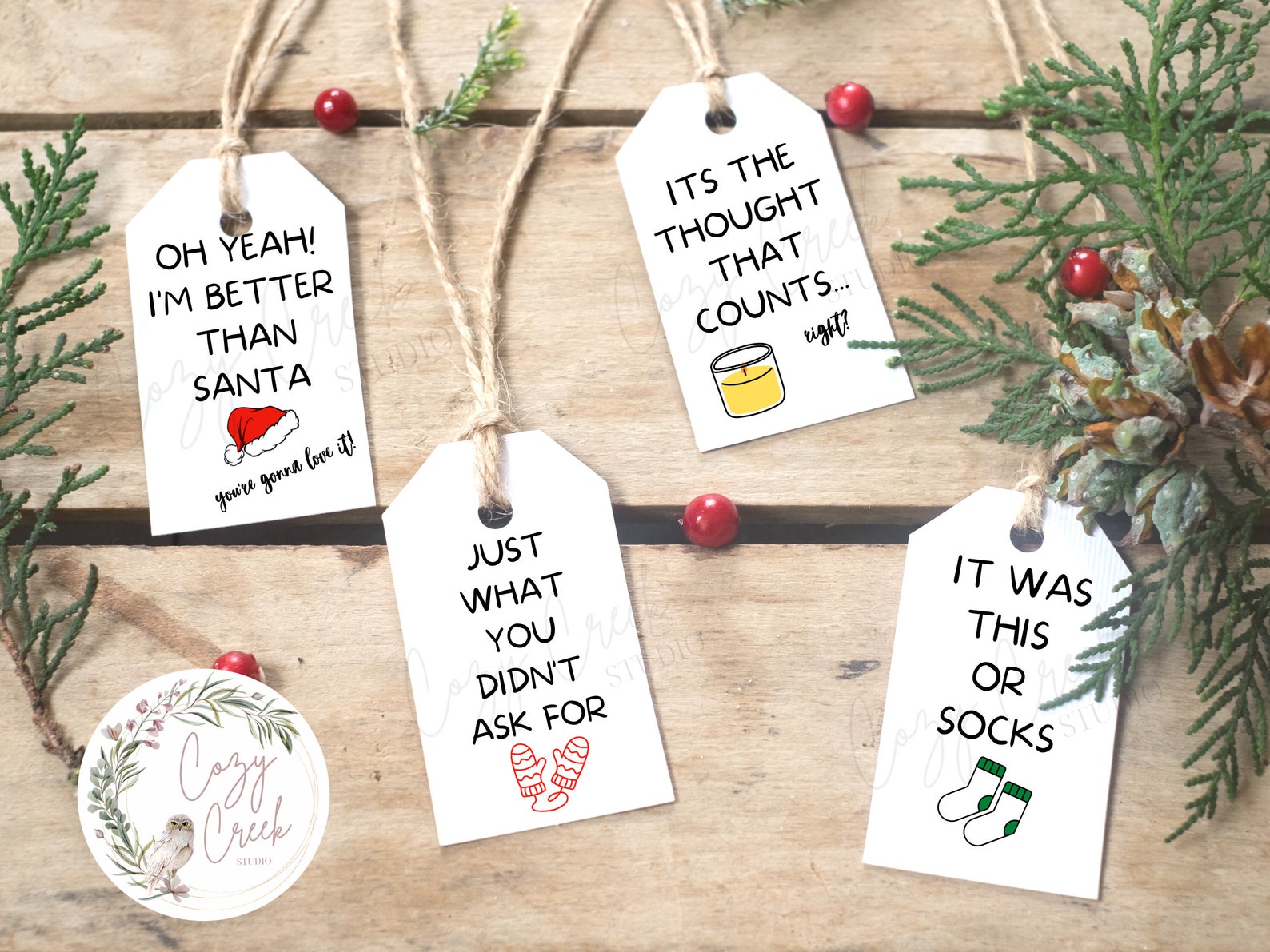 Funny Simple Christmas Gift Tags Quirky Gift Tags Gift Humor Silly ...