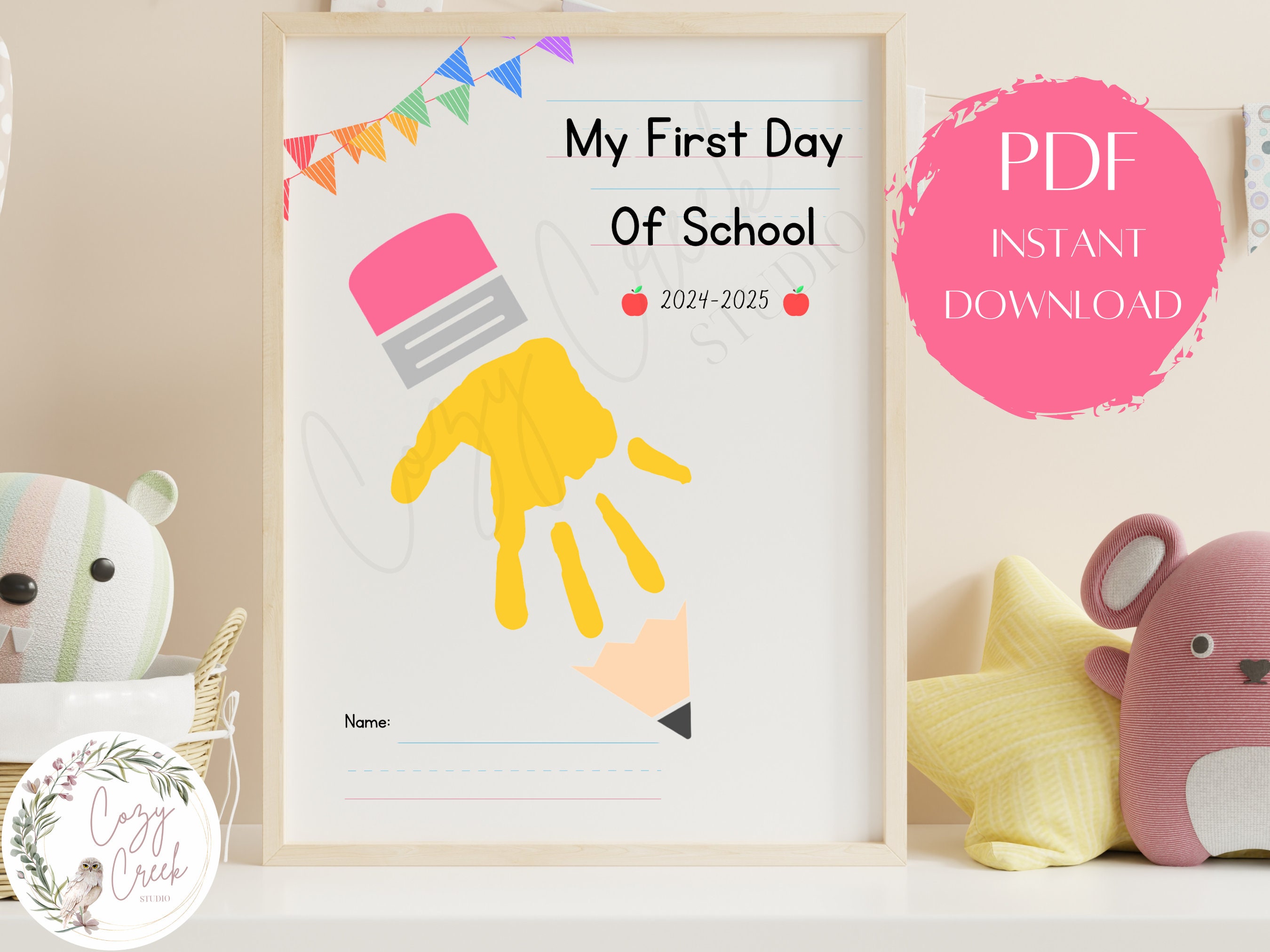 Printable Kids Handprint Back to School Art First Day of School ...