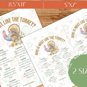 Printable Thanksgiving Game | Who is Most Like the Turkey | Family Game ...