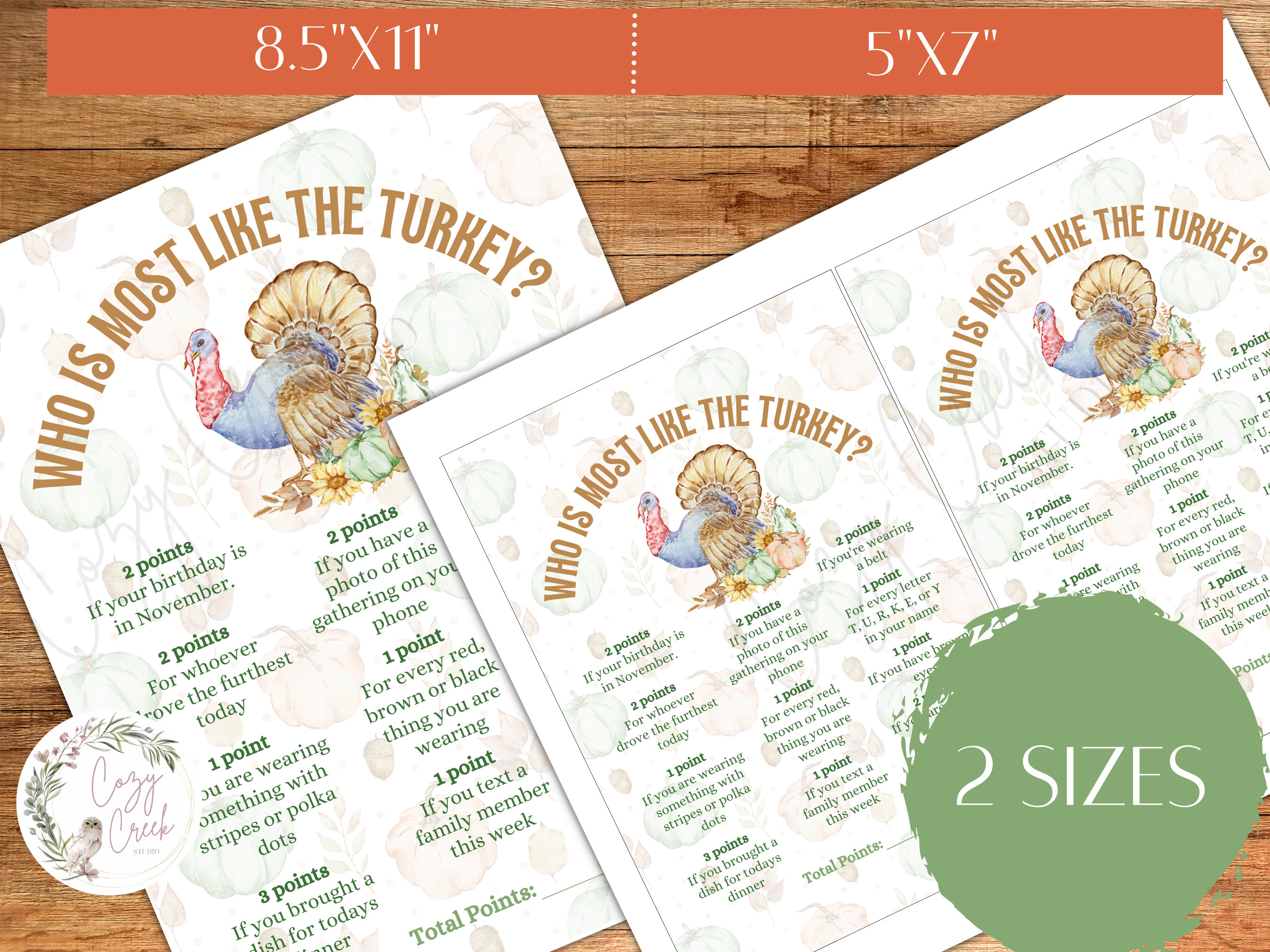 Printable Thanksgiving Game Who is Most Like the Turkey - Etsy