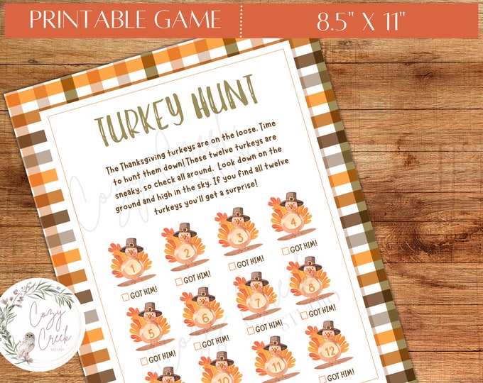 Printable Thanksgiving Game Turkey Hunt Game Holiday Fun - Etsy