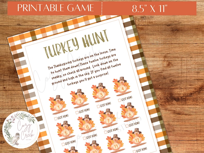 Printable Thanksgiving Game Turkey Hunt Game Holiday Fun - Etsy