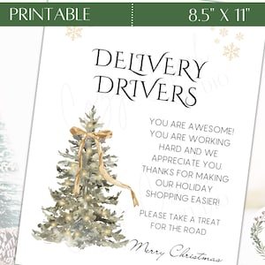 Printable Christmas Thank You Delivery Driver Sign Holiday Delivery ...