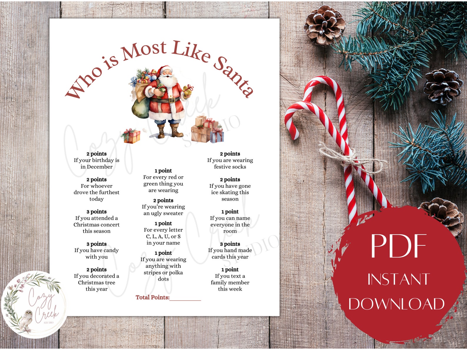 Printable Christmas Game Who is Most Like Santa Game Holiday Party Fun ...