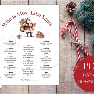 Printable Christmas Game Who is Most Like Santa Game Holiday Party Fun ...