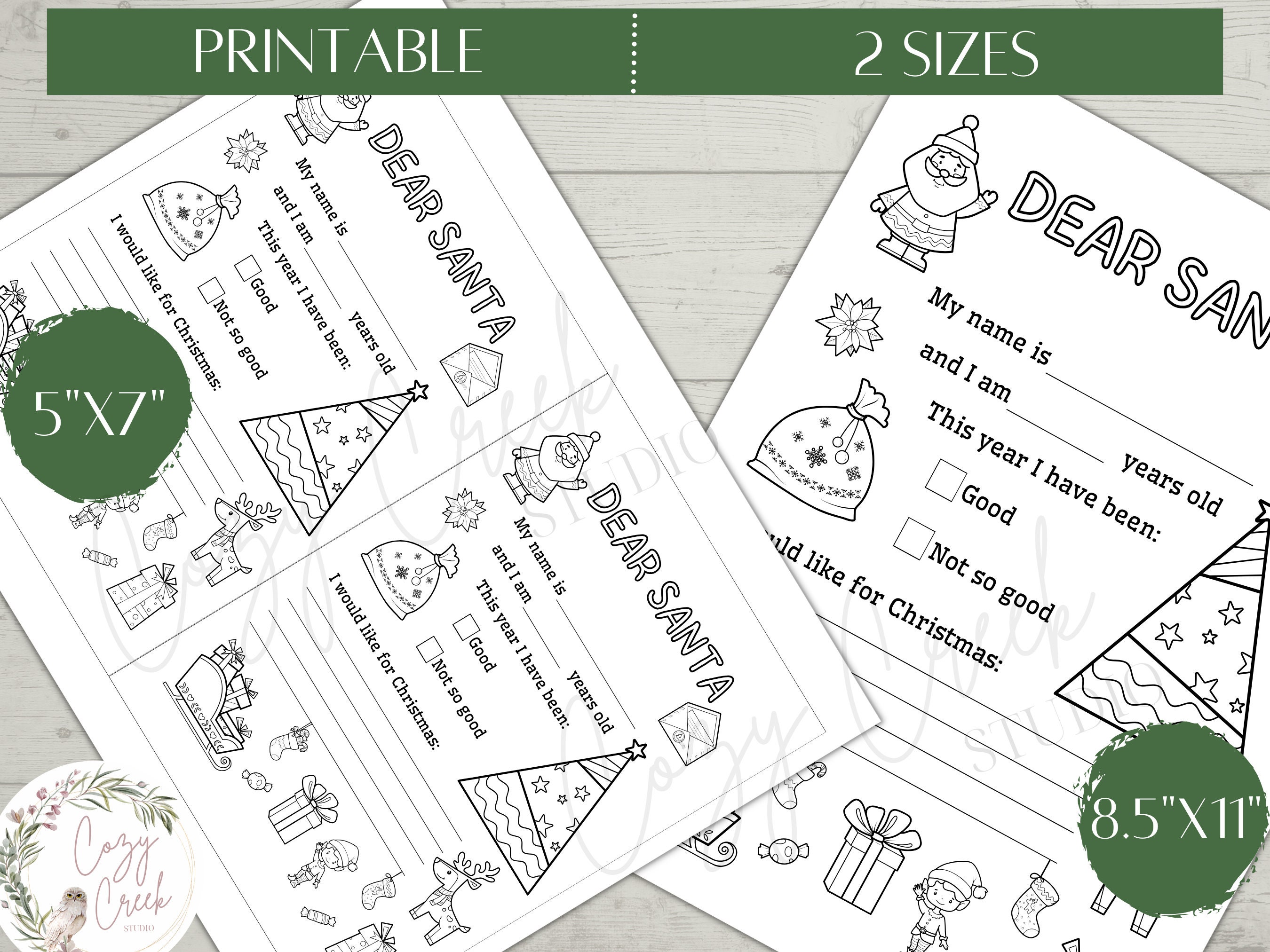 Printable Dear Santa Coloring Page Kids Holiday Coloring Activity Dear ...