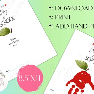 Printable First Day of School Apple Handprint Craft Back to School Art ...