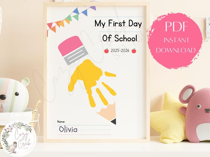 Printable Kids Handprint Back to School Art | First Day of School ...