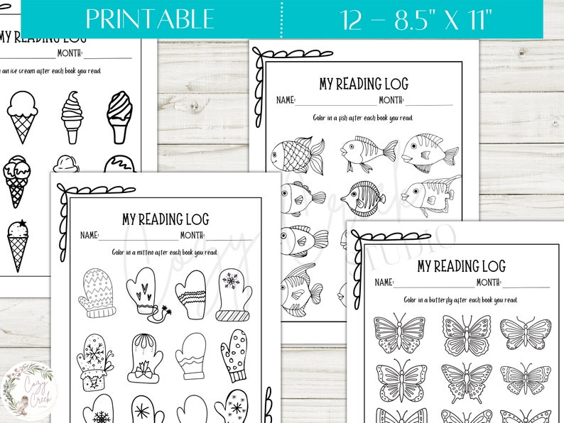 Printable Kids Reading Log Coloring Pages Monthly School Reading ...
