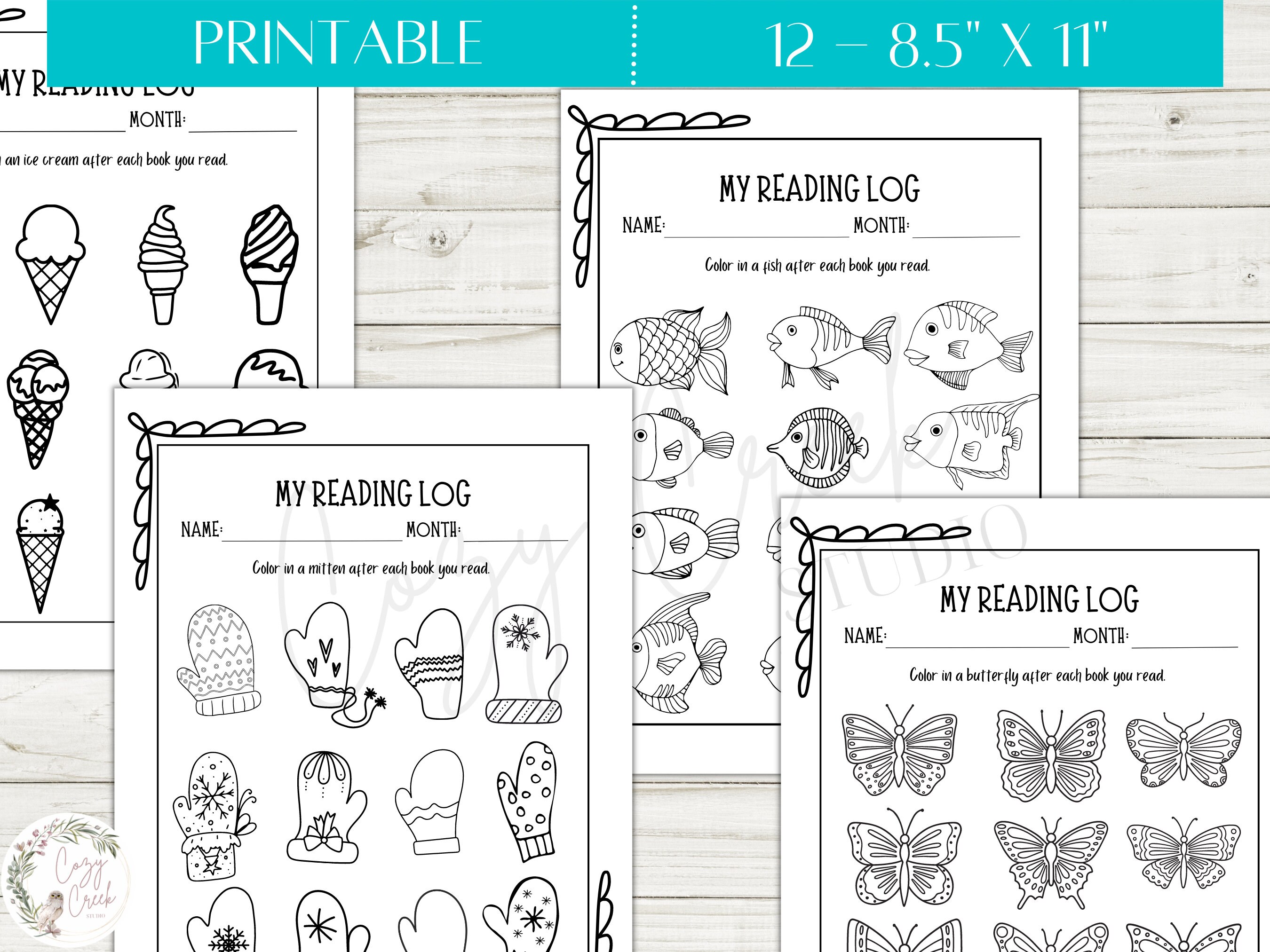 Printable Kids Reading Log Coloring Pages Monthly School - Etsy Australia