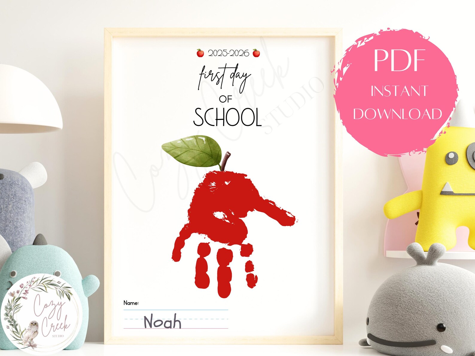 Printable First Day of School Apple Handprint Craft 2025 | Back to ...