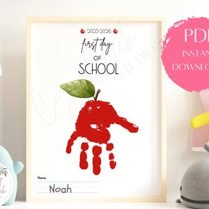 Printable First Day of School Apple Handprint Craft 2025 | Back to ...