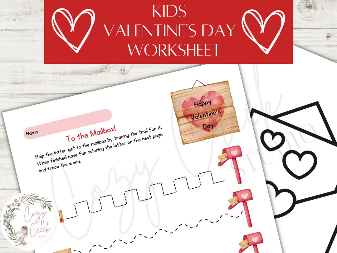 Tracing Practice | Printable Valentine's Day Worksheets | Pre-k, Pre ...