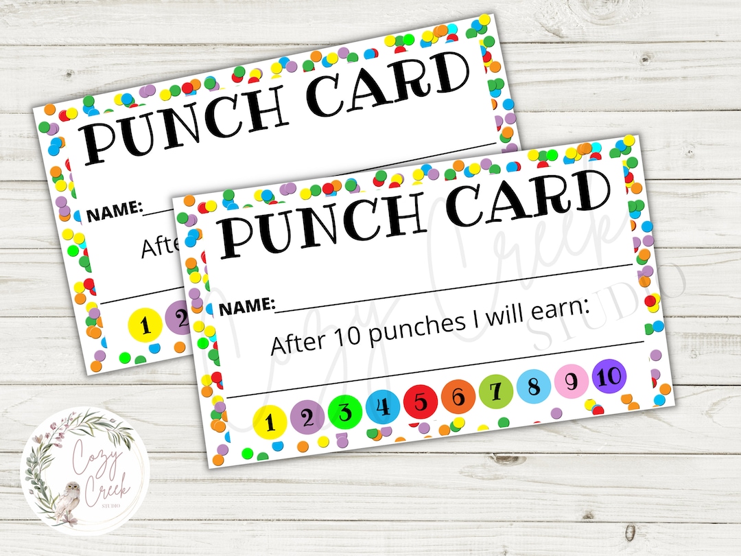 Printable Confetti Punch Card | Classroom Reward Card | School Punch ...