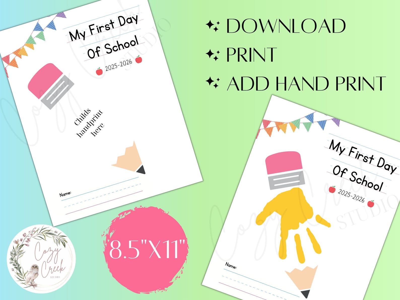 Printable Kids Handprint Back to School Art | First Day of School ...