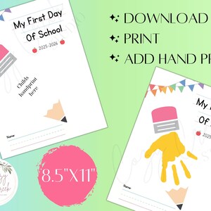 Printable Kids Handprint Back to School Art | First Day of School ...