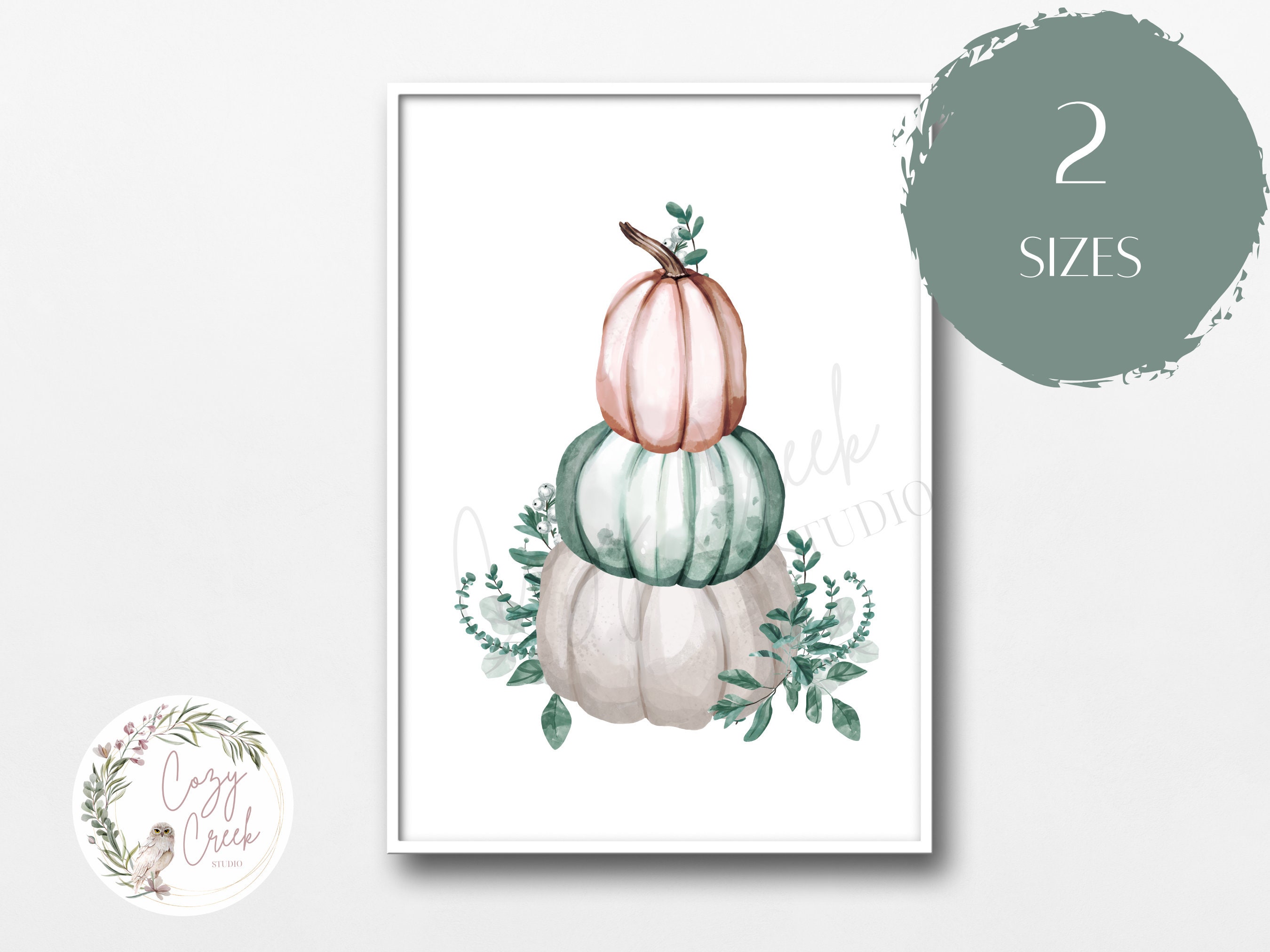 Printable Watercolor Fall Decor | Hello Pumpkin Wall Art Set | Autumn ...