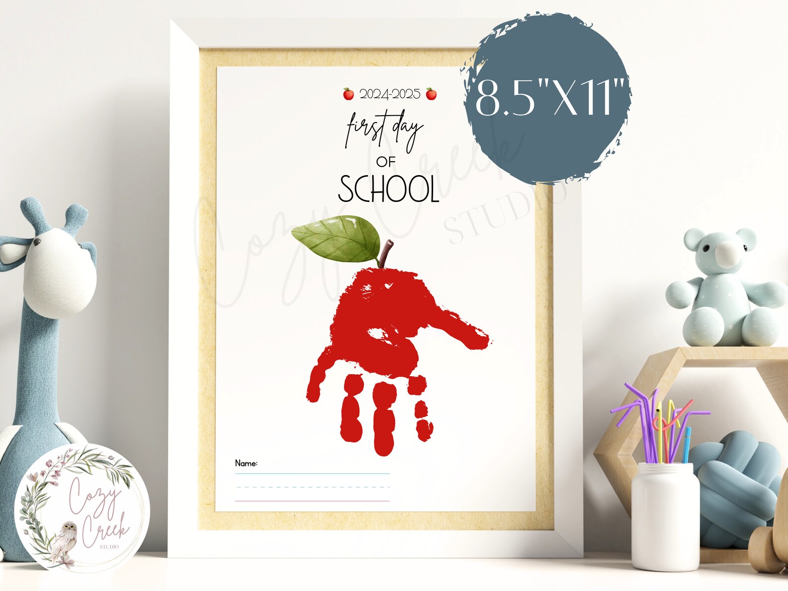 Printable First Day of School Apple Handprint Craft Back to School Art ...