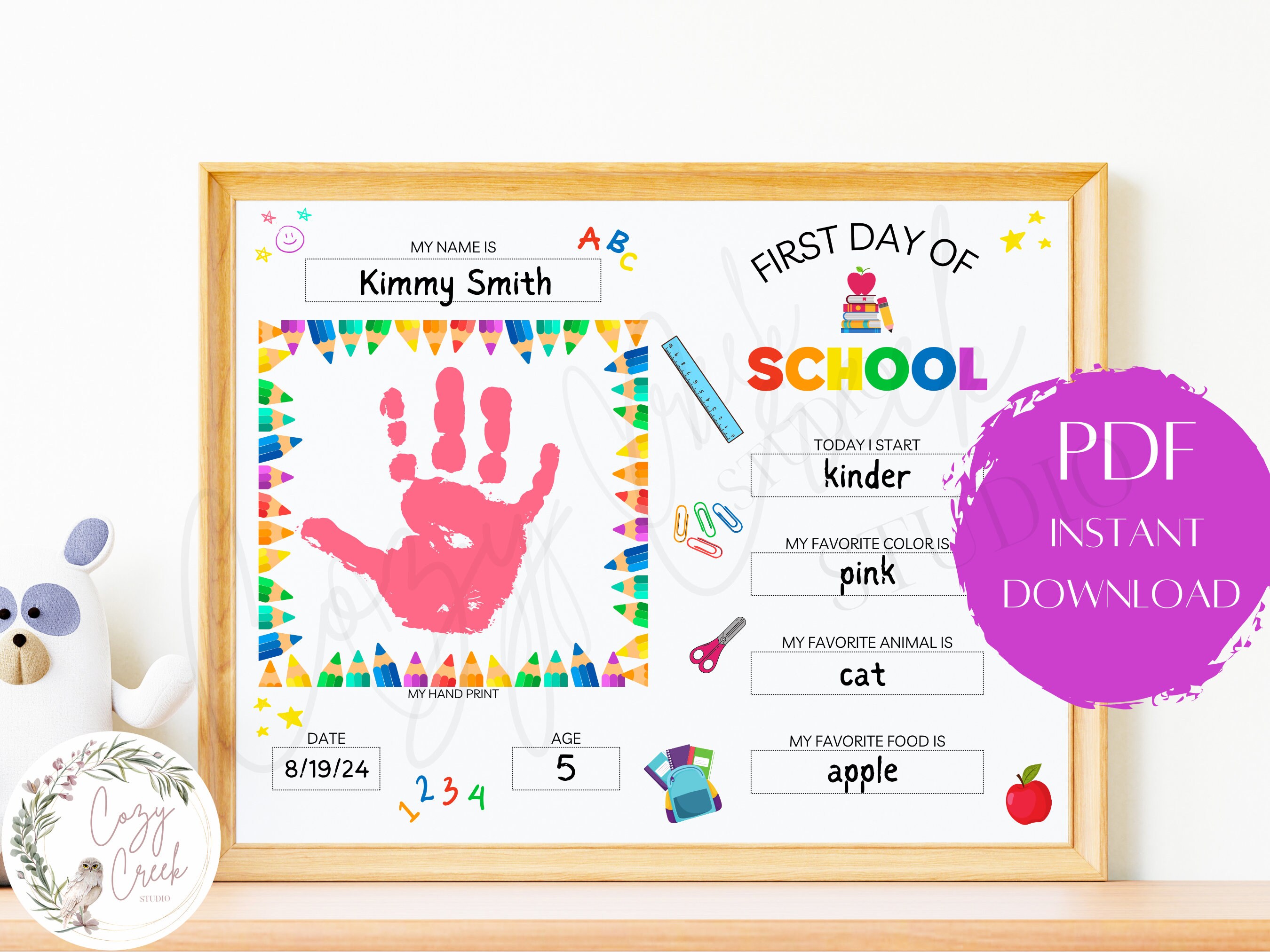 First Day of School Handprint Activity Back to School Craft School Kid ...