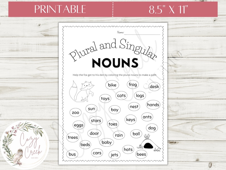 Printable Plural and Singular Nouns Worksheet Coloring Worksheet ...