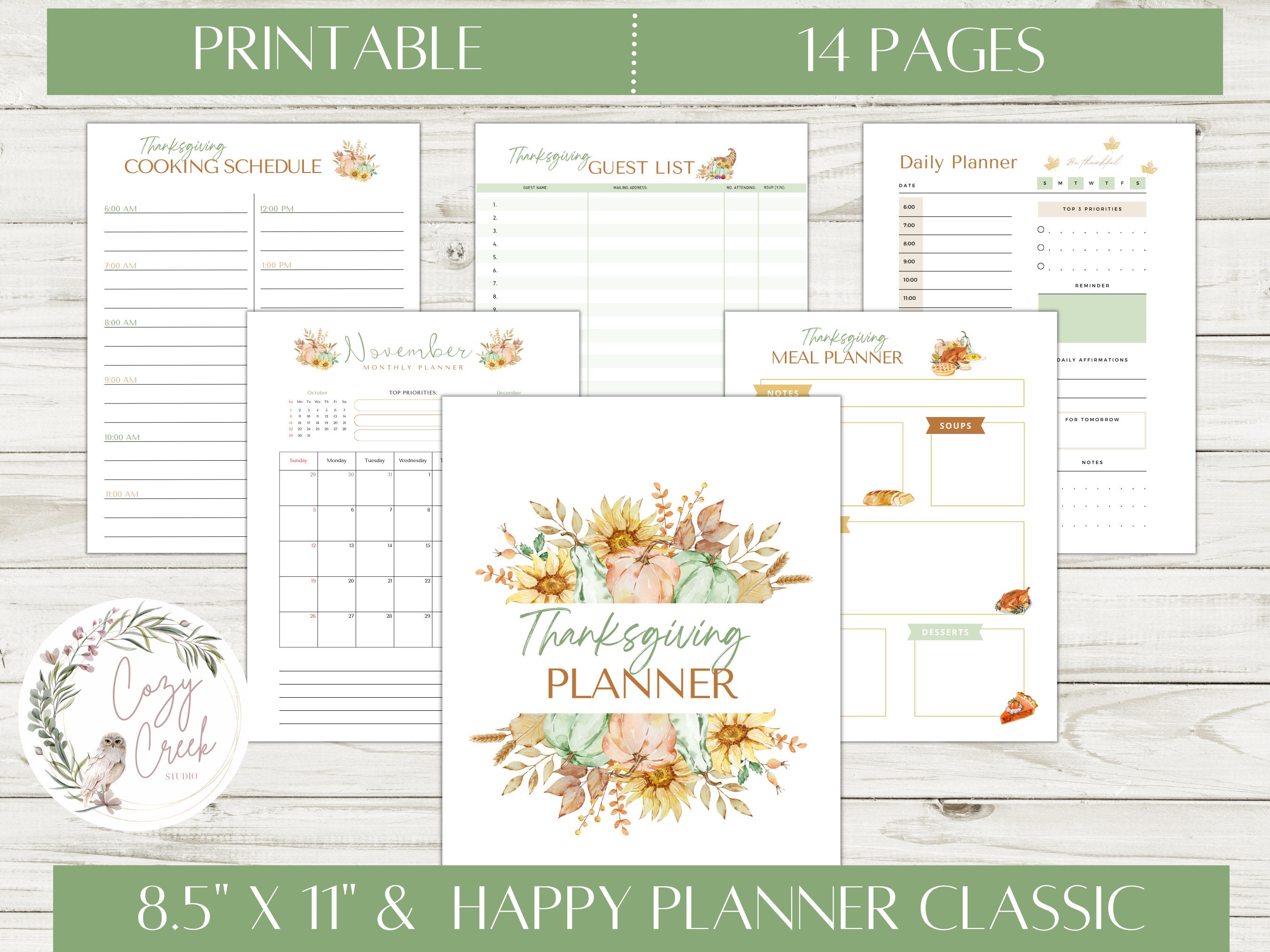 Printable Thanksgiving Planner 14 Page Thanksgiving Planner - Etsy