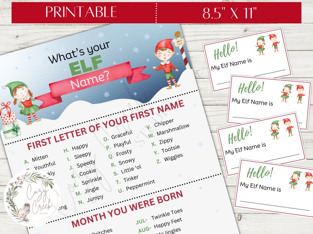 Printable What's Your Elf Name Game Christmas Ice Breaker Game Holiday ...