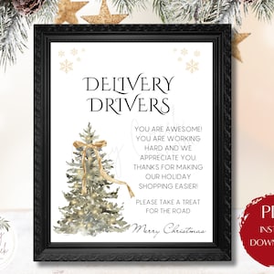 Printable Christmas Thank You Delivery Driver Sign Holiday Delivery ...