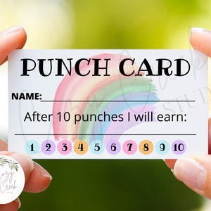 Punch Cards for Classroom Printable Bright Boho Rainbow Behavior ...