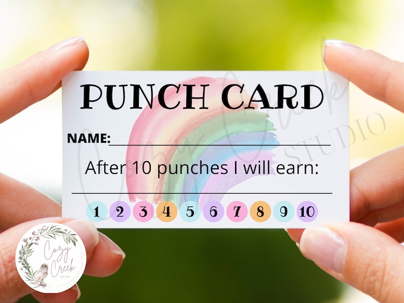 Punch Cards for Classroom Printable Bright Boho Rainbow Behavior ...