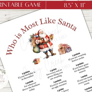 Printable Christmas Game Who is Most Like Santa Game Holiday Party Fun ...