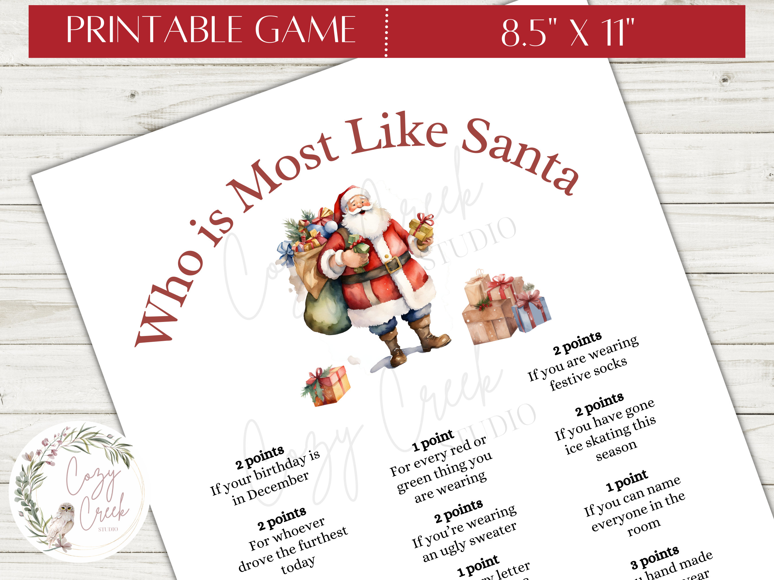 Printable Christmas Game Who is Most Like Santa Game Holiday Party Fun ...