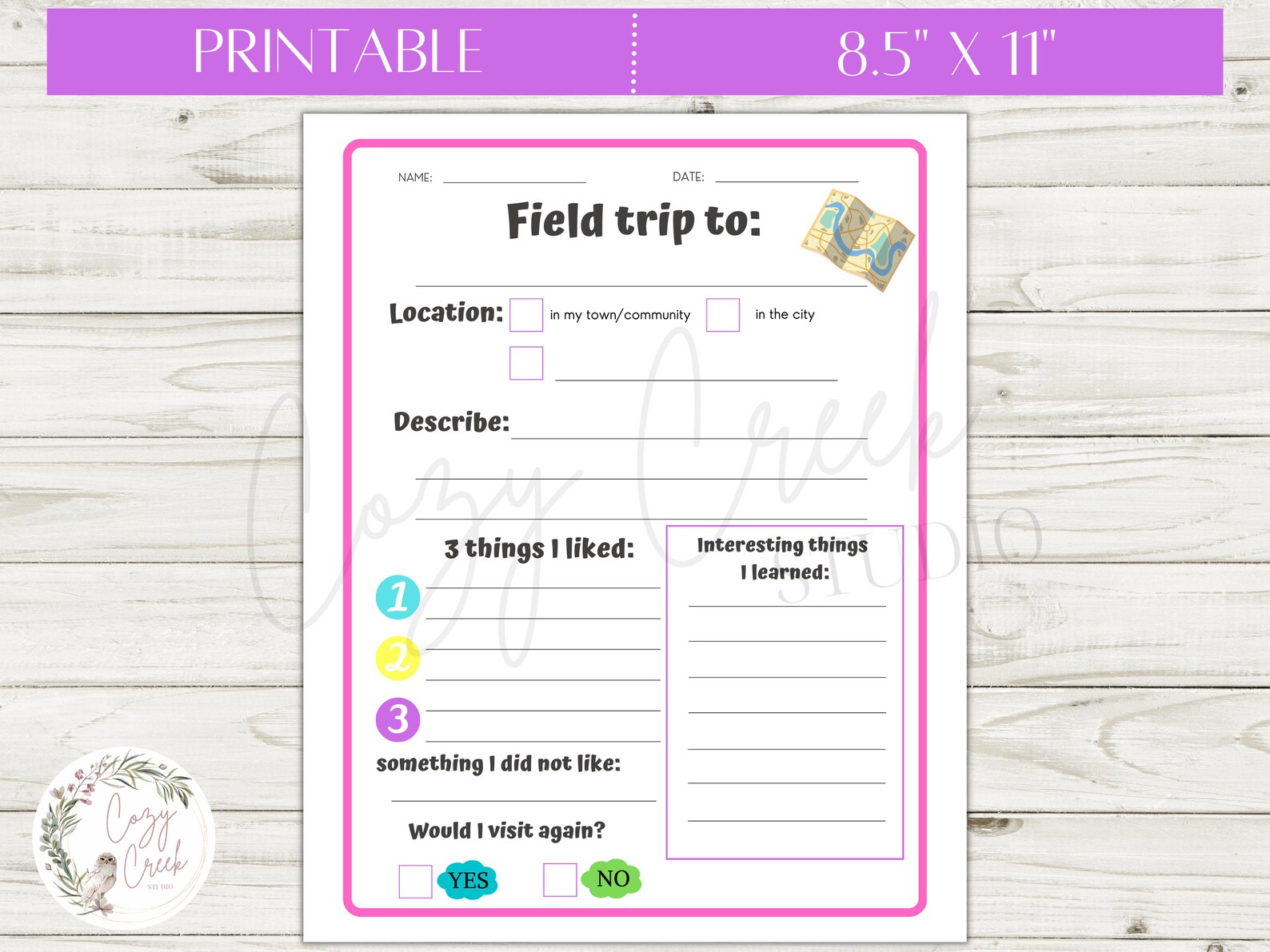 Kids Field Trip Worksheet | Printable Field Trip Question Worksheet ...