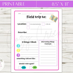 Kids Field Trip Worksheet | Printable Field Trip Question Worksheet ...