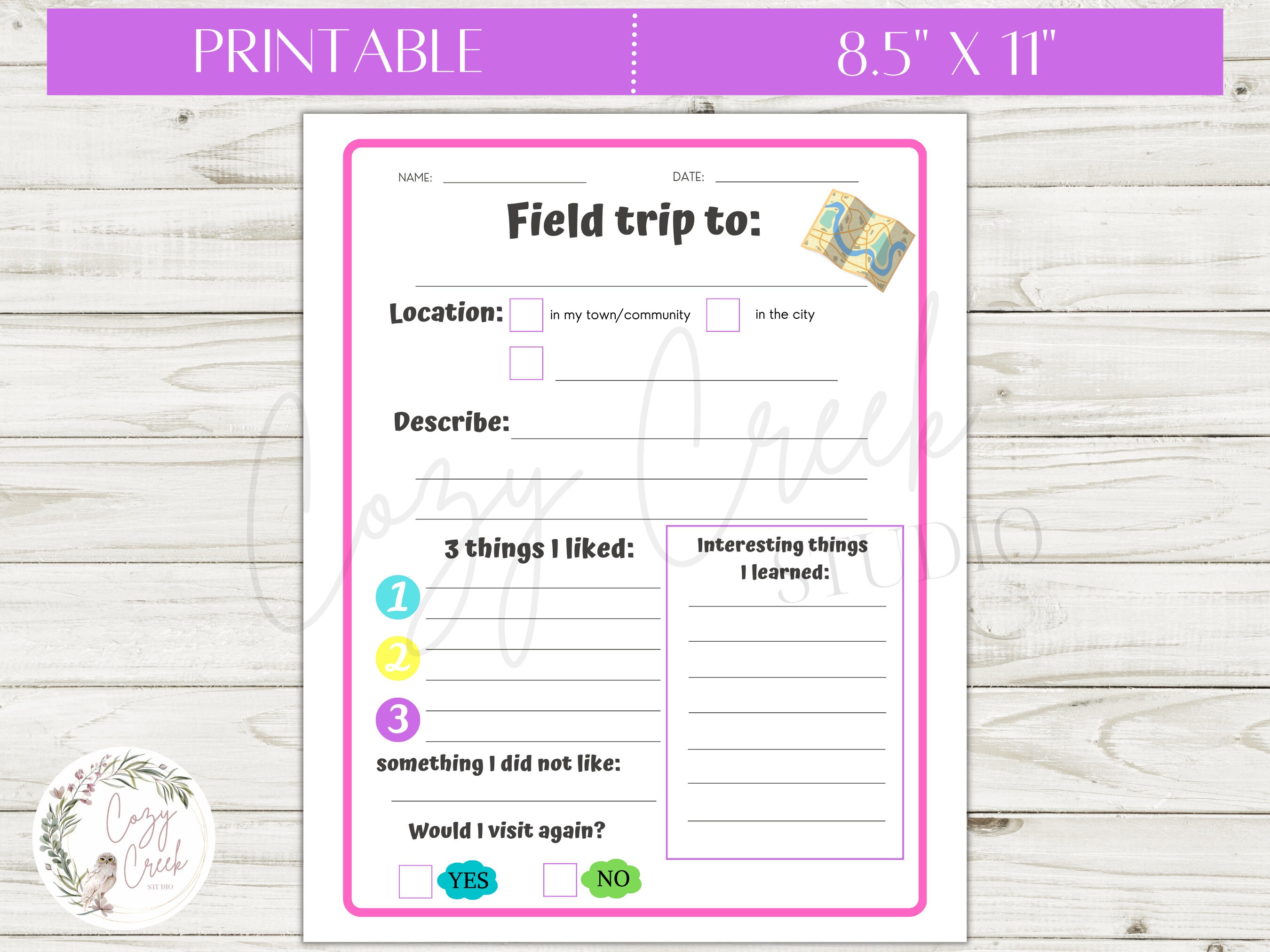 Kids Field Trip Worksheet | Printable Field Trip Question Worksheet ...